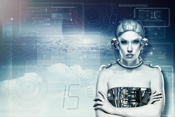 female portrait with computer code - Stock Image - Everypixel