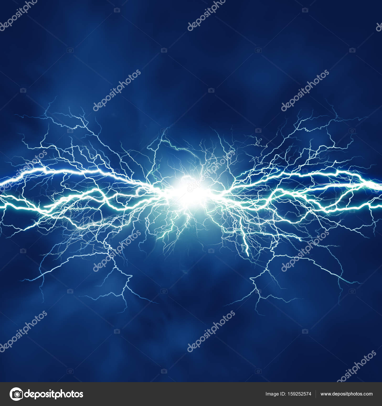 Bright thunderbolt in sky Stock Photo by ©tolokonov 159252574