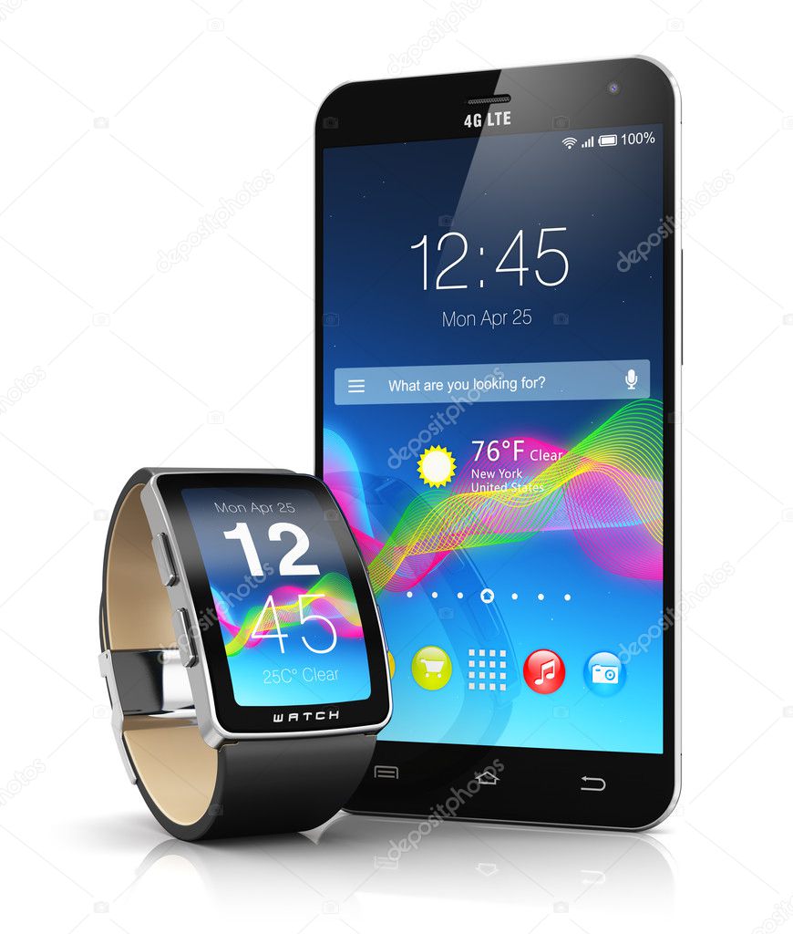 Smartphone and smart watch — Stock Photo © scanrail #127785496