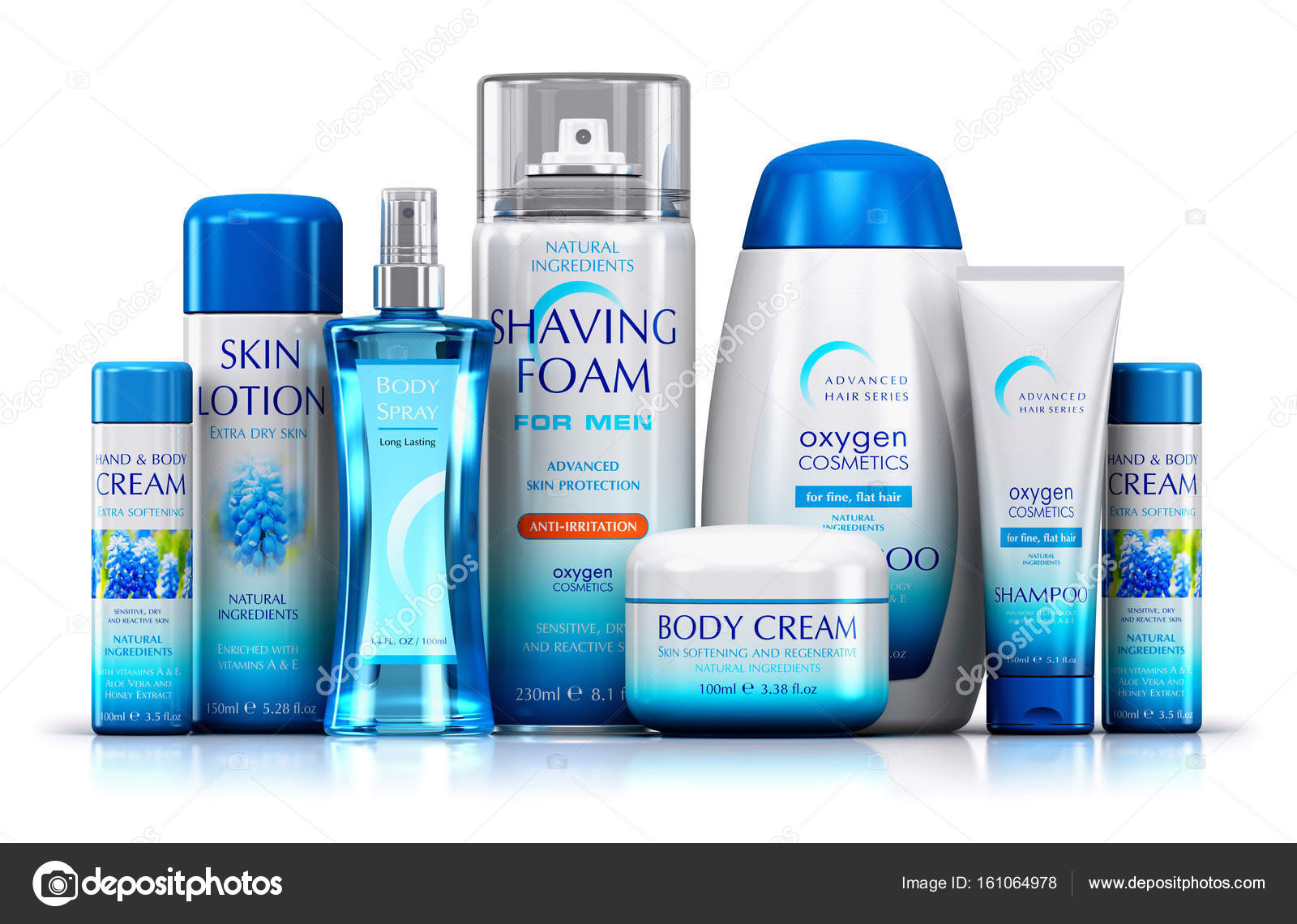 Set of cosmetics bottles and containers — Stock Photo © scanrail #161064978