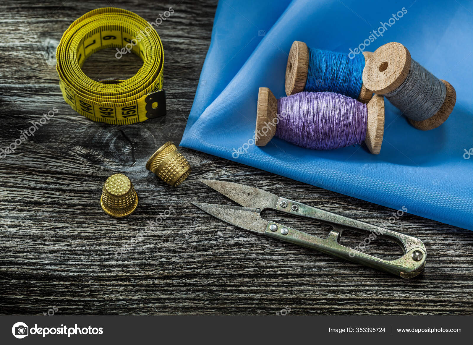 Sewing Tools Spools Threads Scissors Thimbles Measure Tape Vintage ...