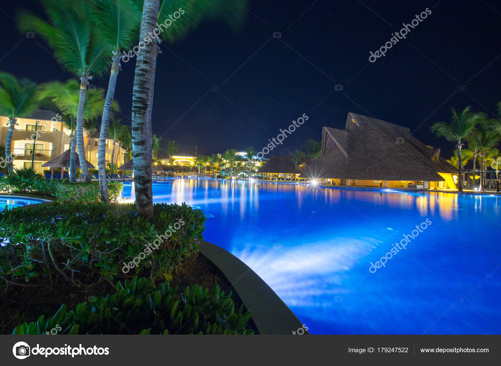 Swimming Pool Luxury Caribbean Tropical Resort Night Stock Photo by ...