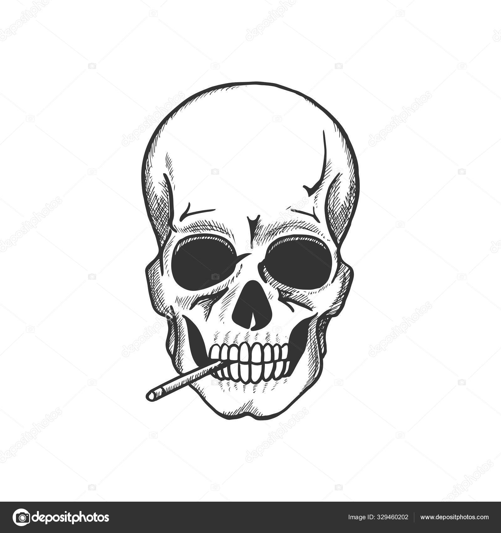 Skeleton Smoking A Cigarette Cartoon