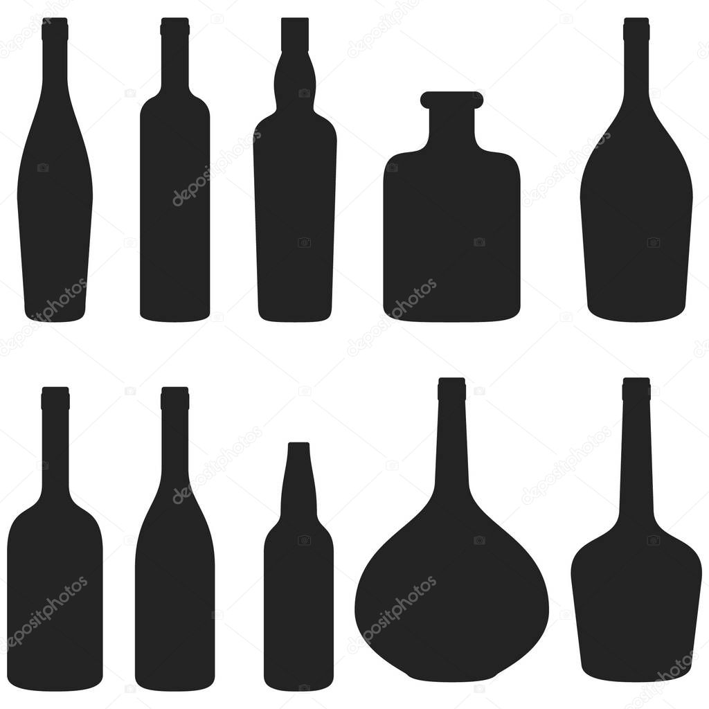 Vector De Botella De Vino Negro