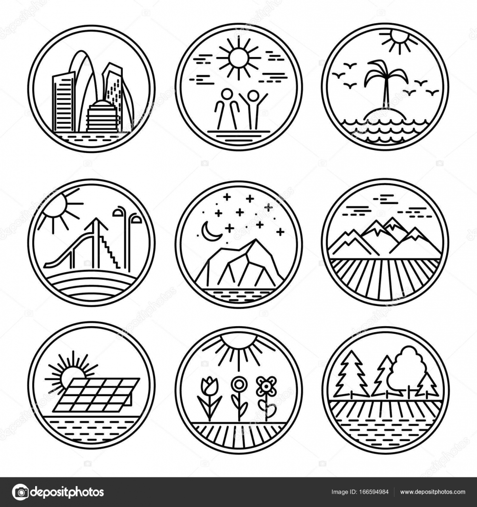 Urban and nature scenes icons Stock Vector Image by ©ivofet #166594984