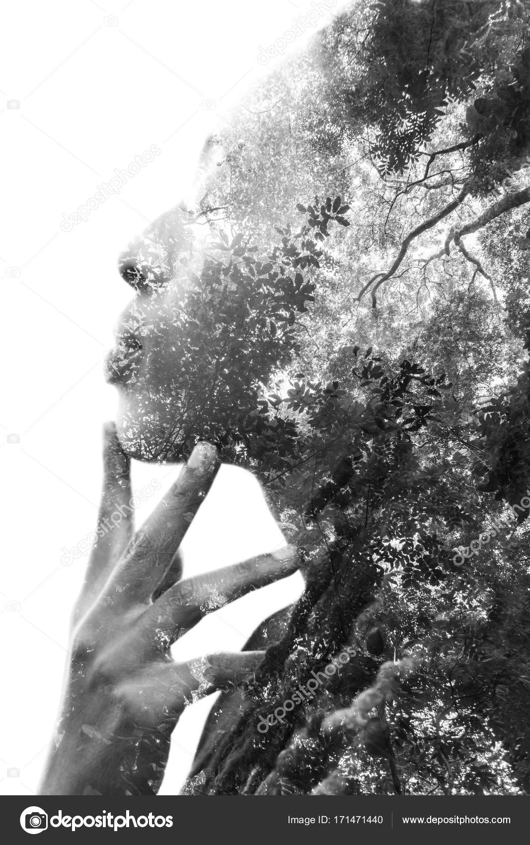 Female profile combined with trees foliage — Stock Photo © Victor ...