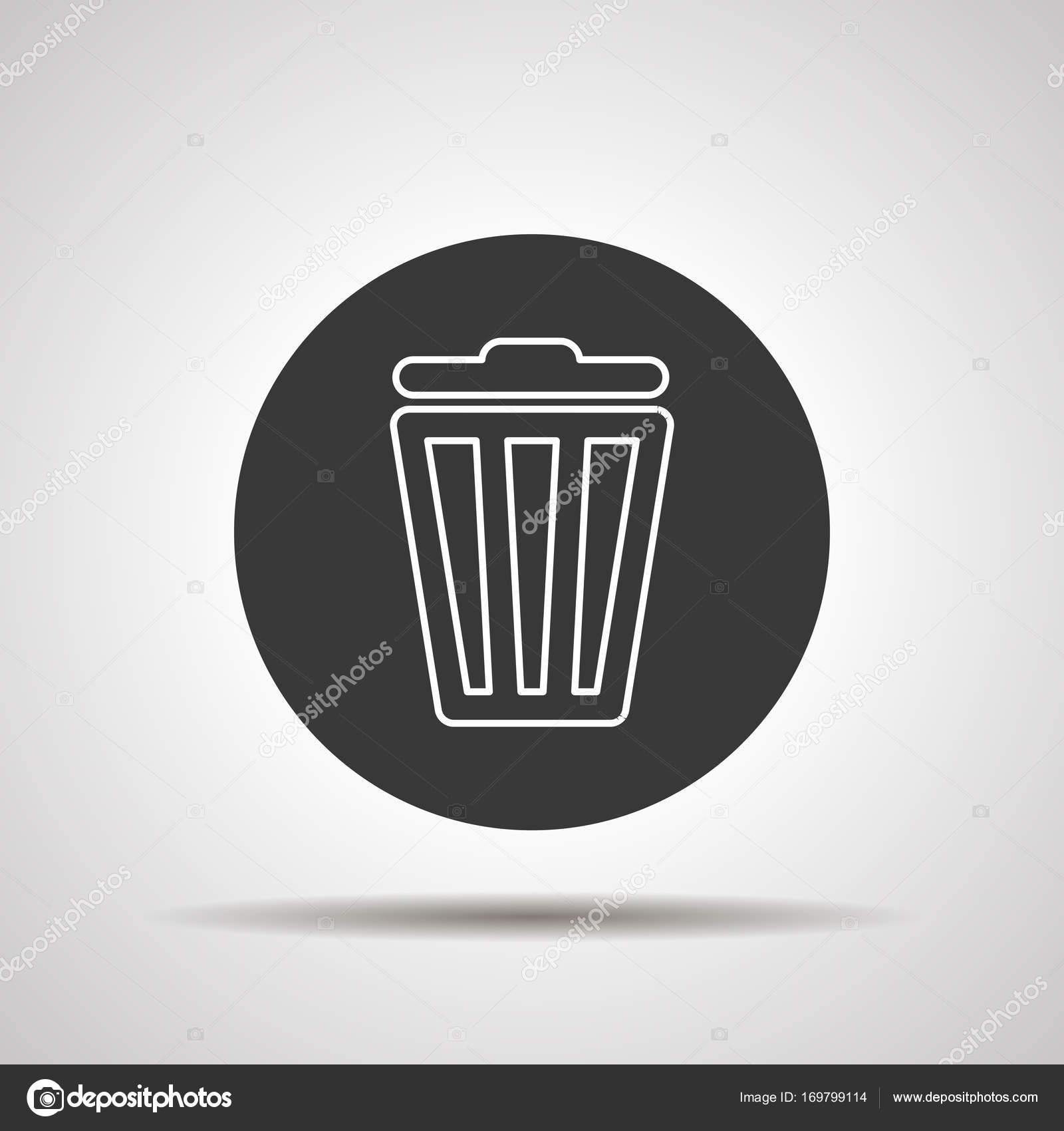 Black linear trash bin icon on a grey background Stock Vector by ...
