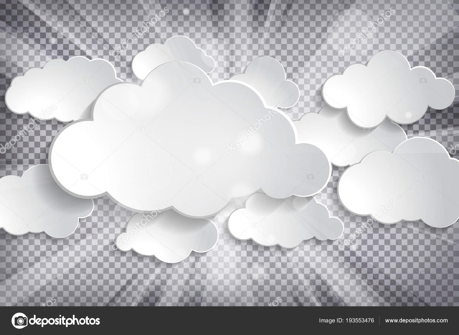 Abstract White Paper Clouds Collection Transparent Background — Stock ...