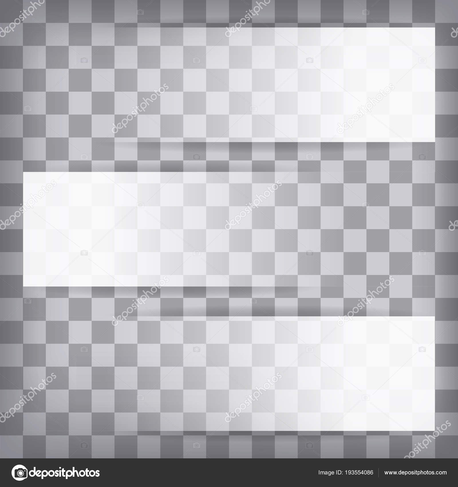 Three White Colored Gradient Transparent Plates Shadow Chequered ...