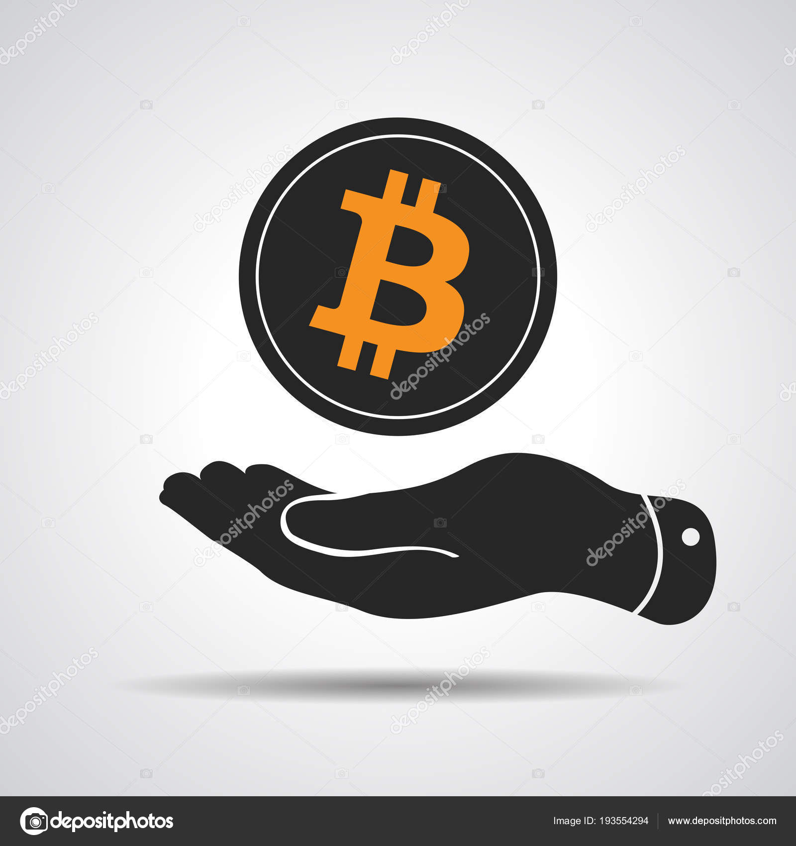 Hand Showing Bitcoin Symbol Isolated Grey Background Stock Vector by ...
