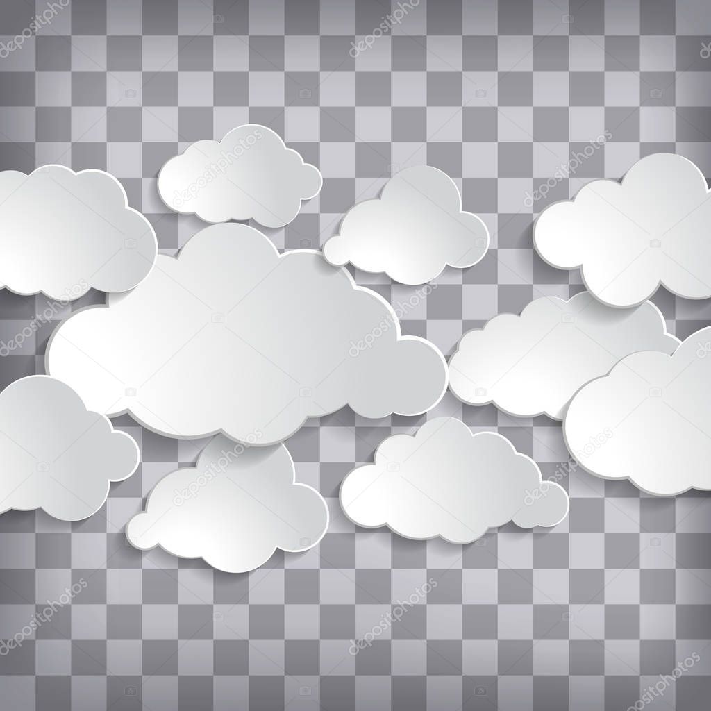 Abstract White Paper Clouds Collection Transparent Background — Stock ...