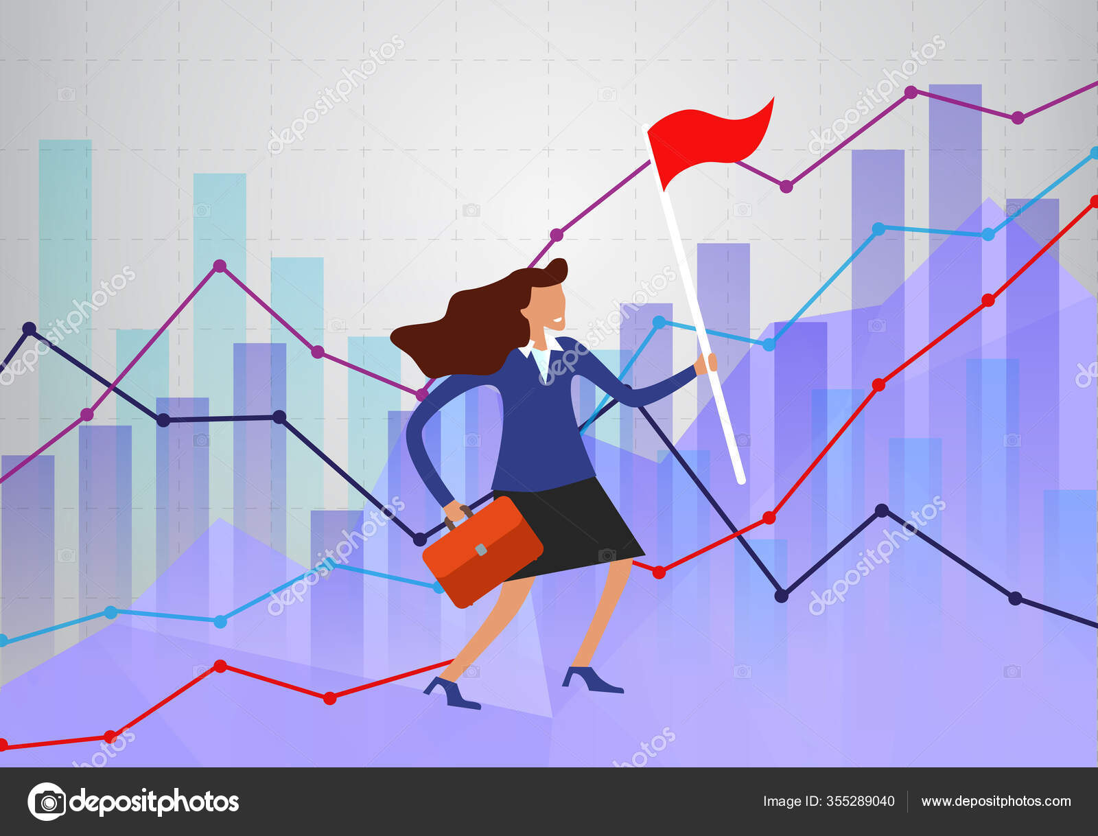 Effective Manager Red Flag Briefcase Background Different Schedules ...