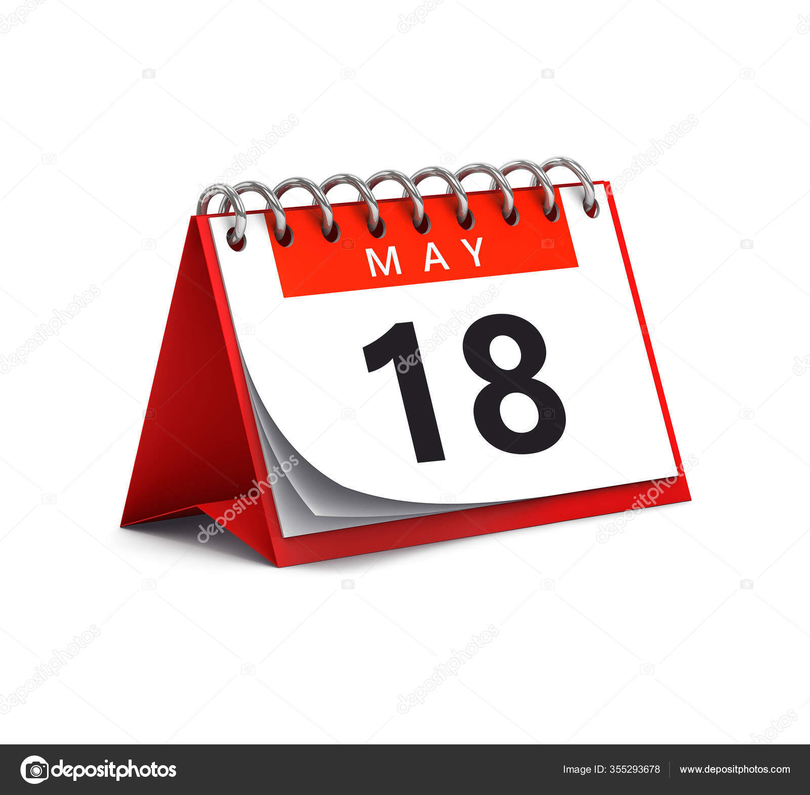 Rendering Red Desk Paper Spring Month May Date Calendar Page — Stock ...