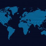Light blue world map on dark blue background, Elements of this image ...