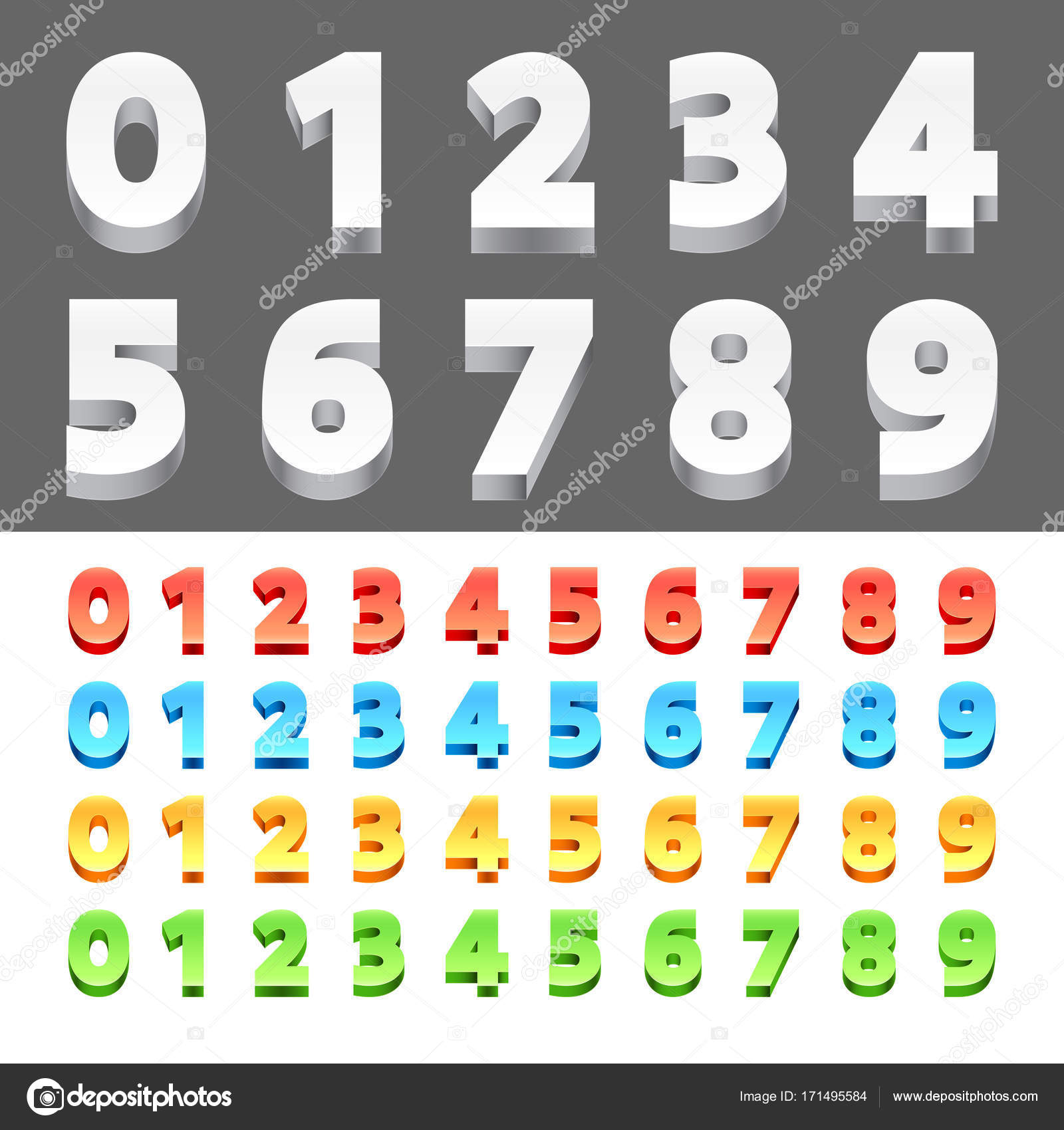 Color 3D Numbers Stock Vector Image by ©timurock #171495584