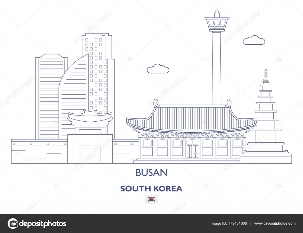 Busan Linear City Skyline, South Korea Stock Vector Image by ©Romul ...