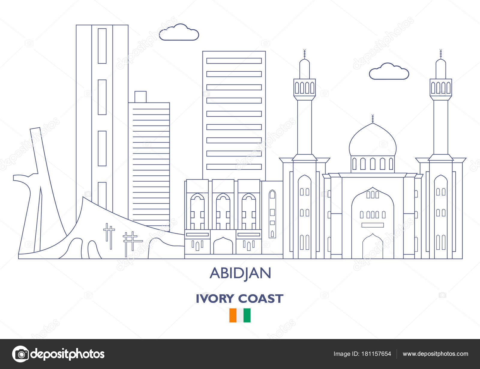 Abidjan City Skyline, Ivory Coast — Stock Vector © Romul-2009 #181157654