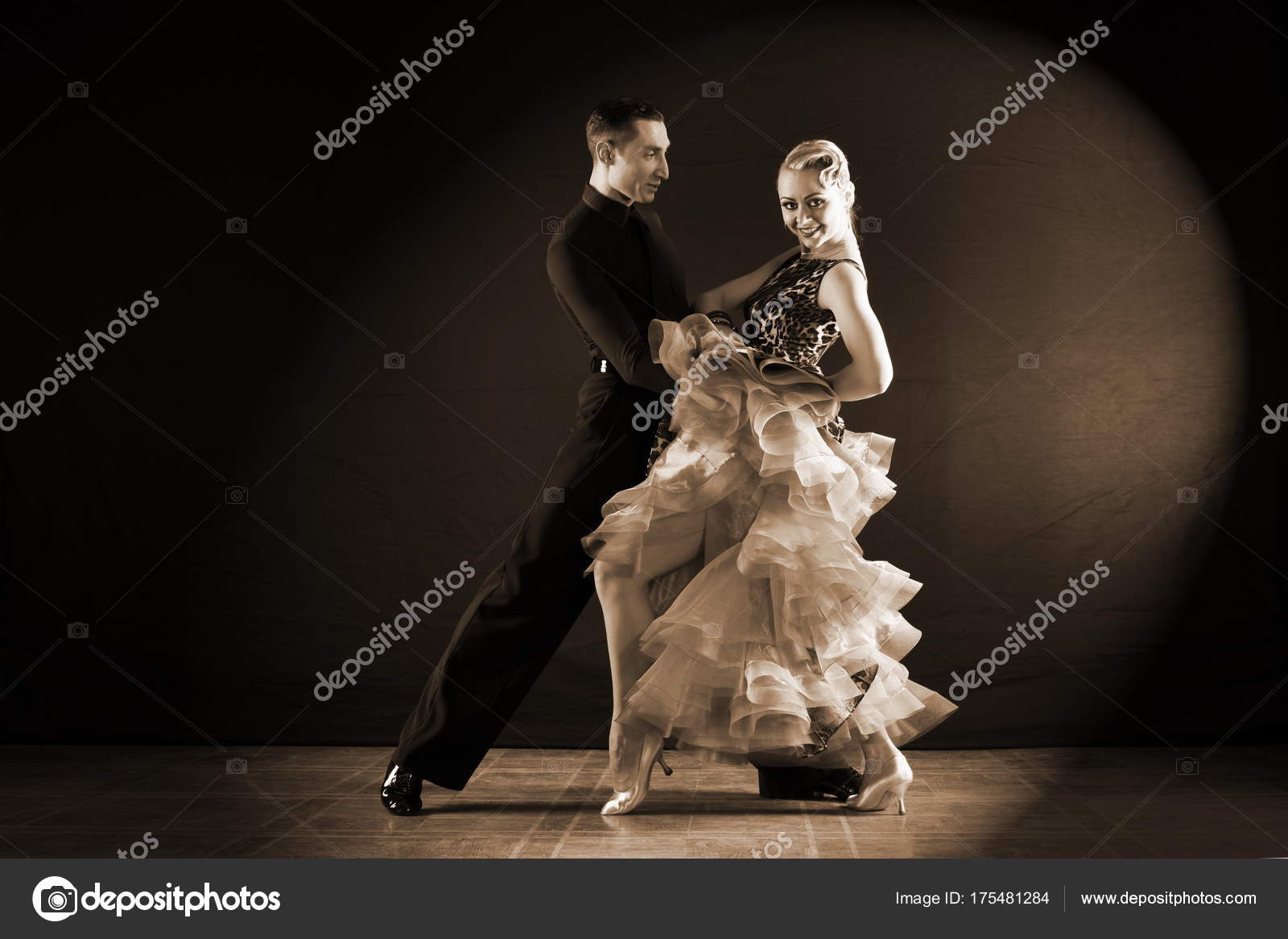Dancers in ballroom isolated on black background — Stock Photo ...