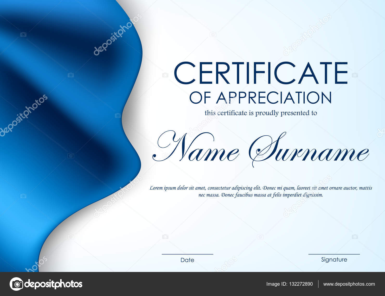Modelo de certificado de apreciación Vector de stock #132272890 de ©Denchik