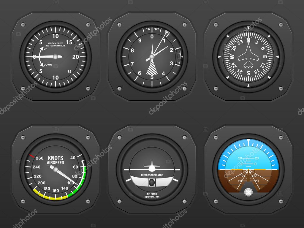 Airplane dashboard on black Stock Vector Image by ©julydfg #128569696