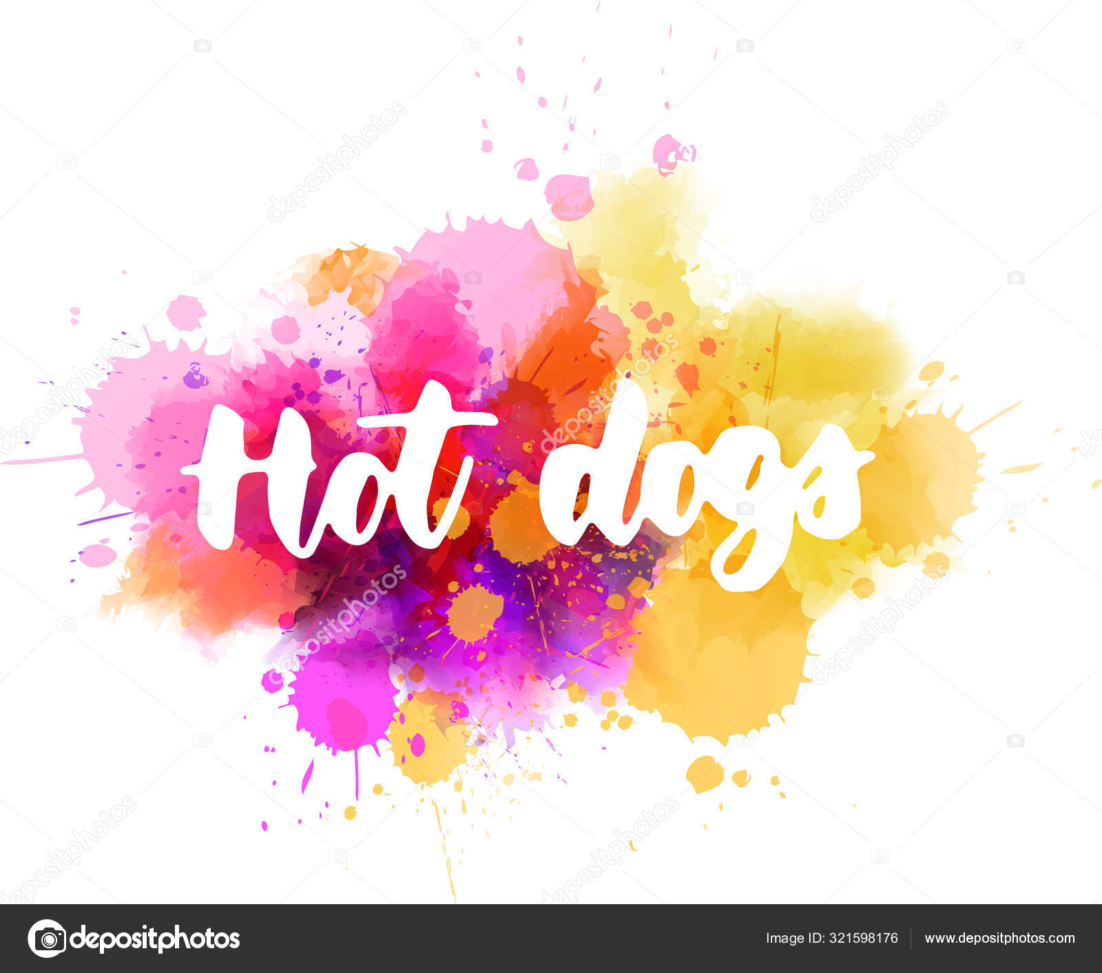Hot dogs - handwritten lettering on watercolor splash Stock Vector ...
