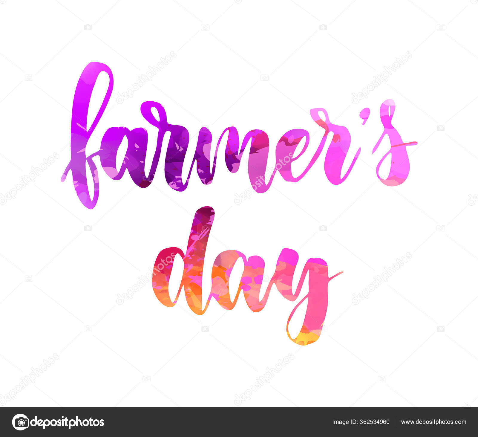 Farmer Day Handwritten Modern Watercolor Painted Calligraphy Lettering ...