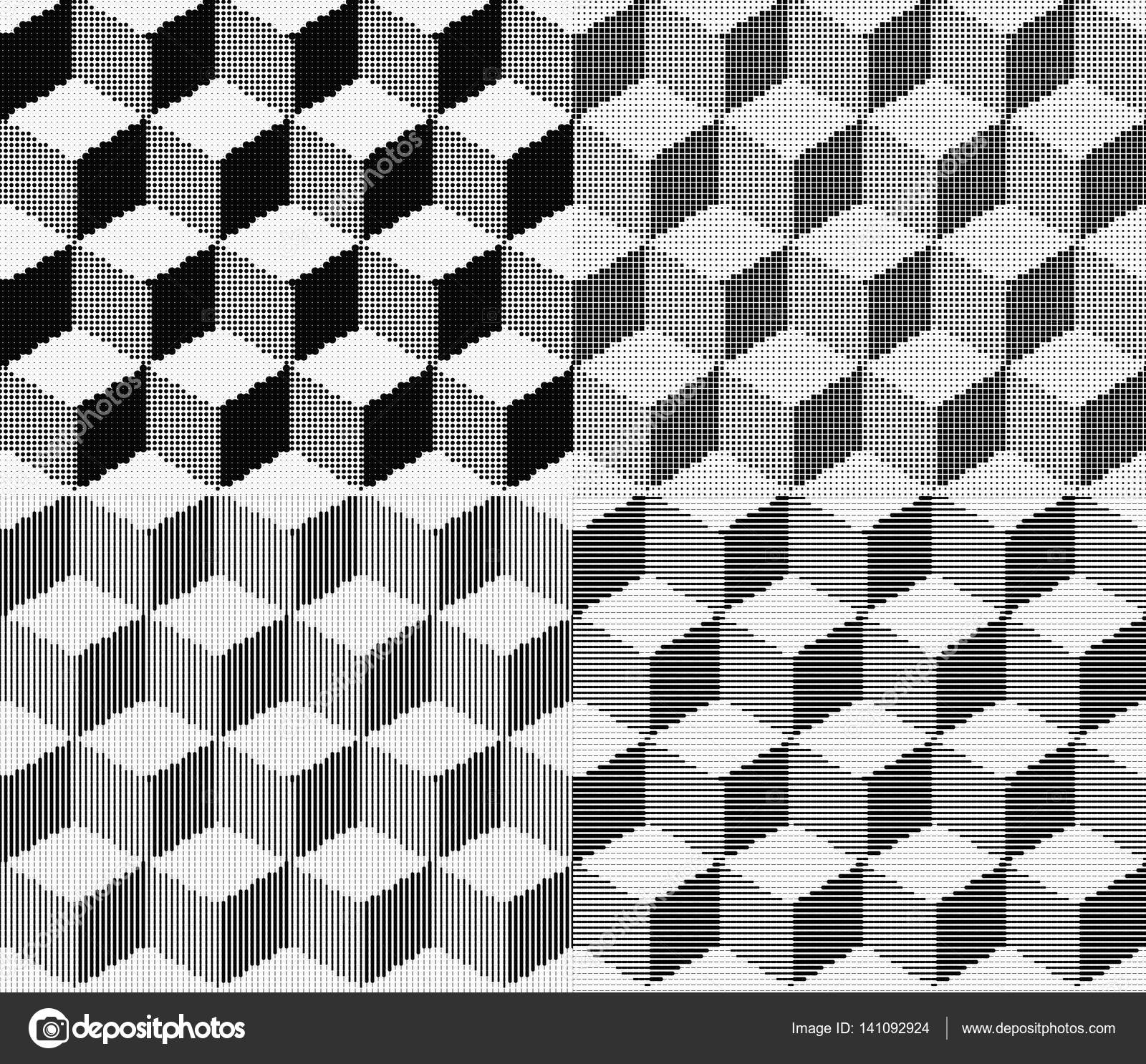 Vector illustration with halftone pattern. Isometric Cubes Engraving ...