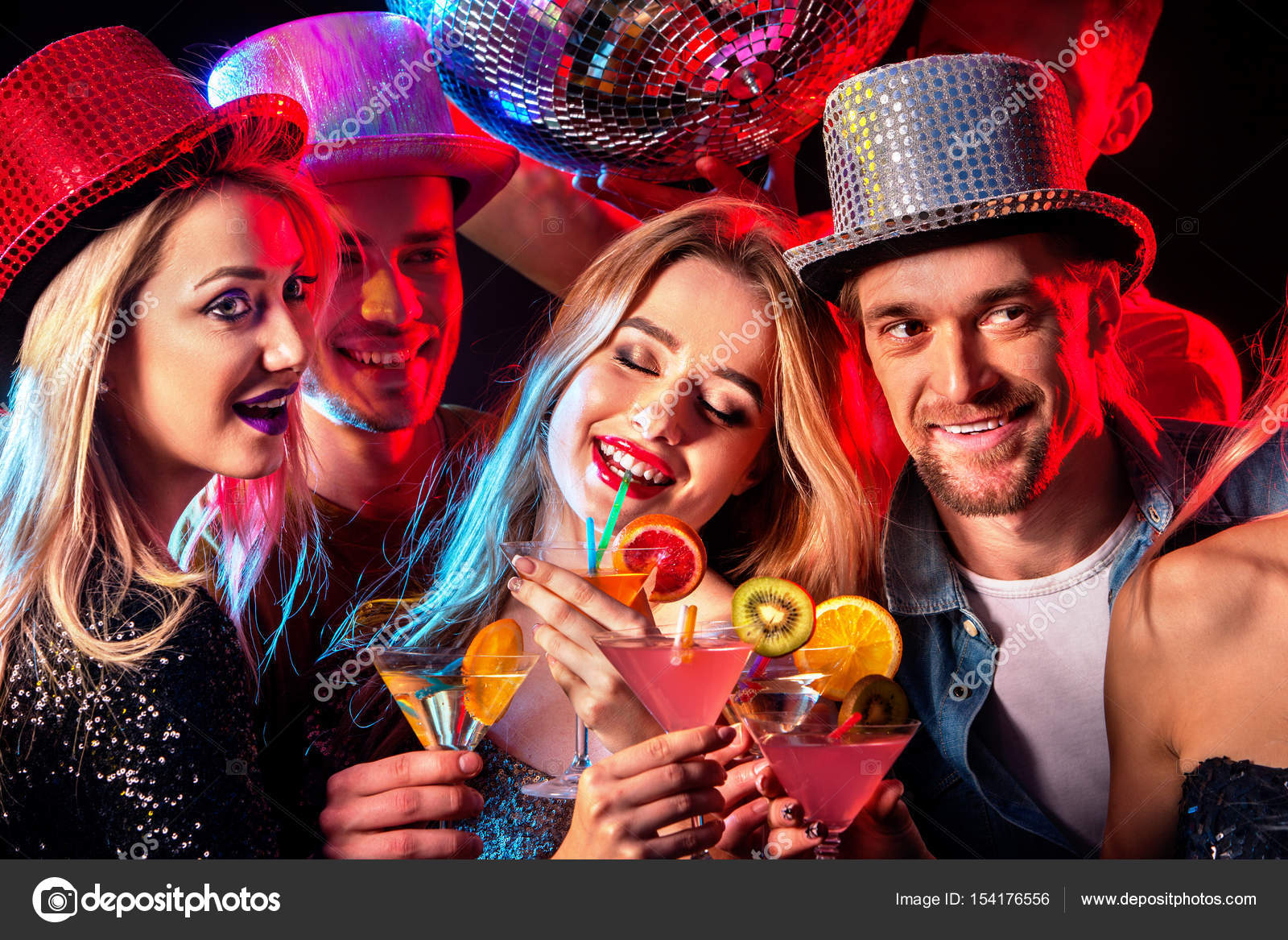 Dance party with group people dancing and disco ball. — Stock Photo ...