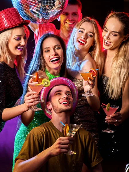 Dance party with group people dancing and disco ball. — Stock Photo ...