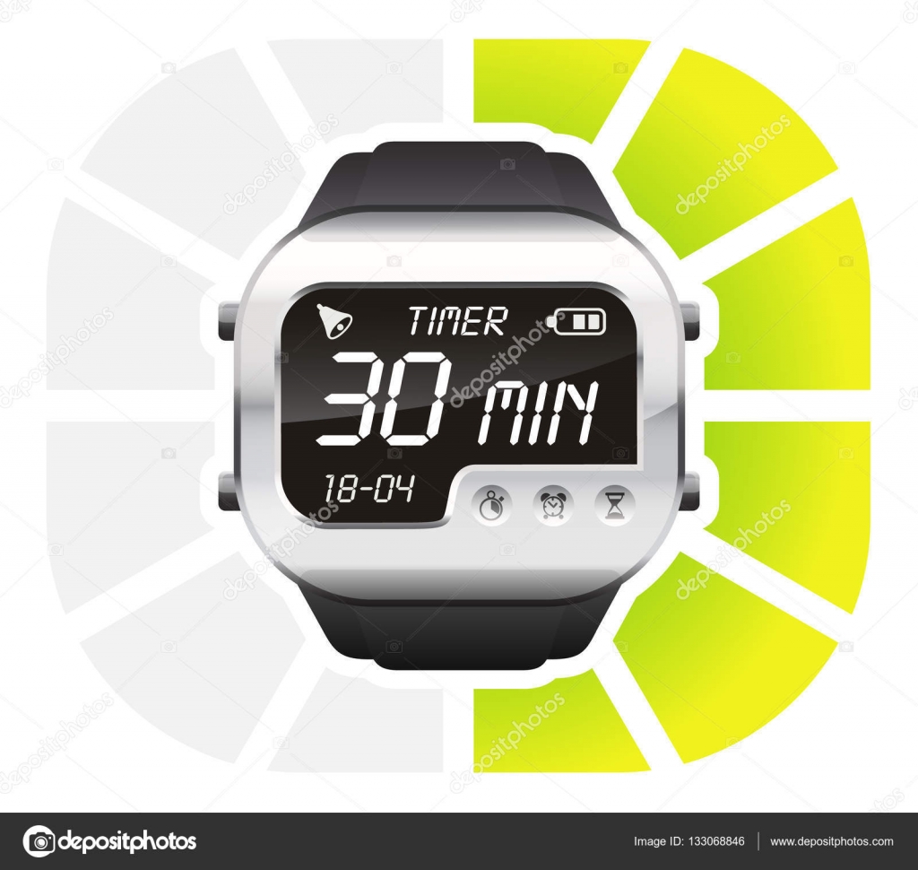 Digital watch timer 30 minutes — Stock Vector © ayax55 #133068846
