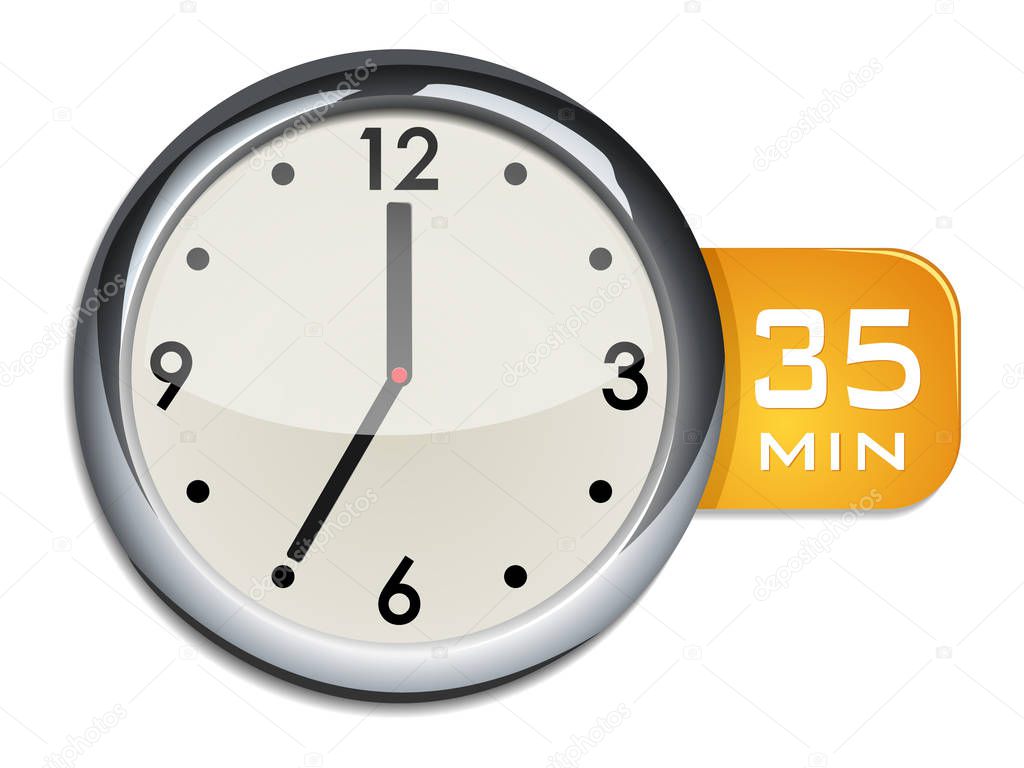 Office wall clock timer 35 minutes — Stock Vector © ayax55 #133068488