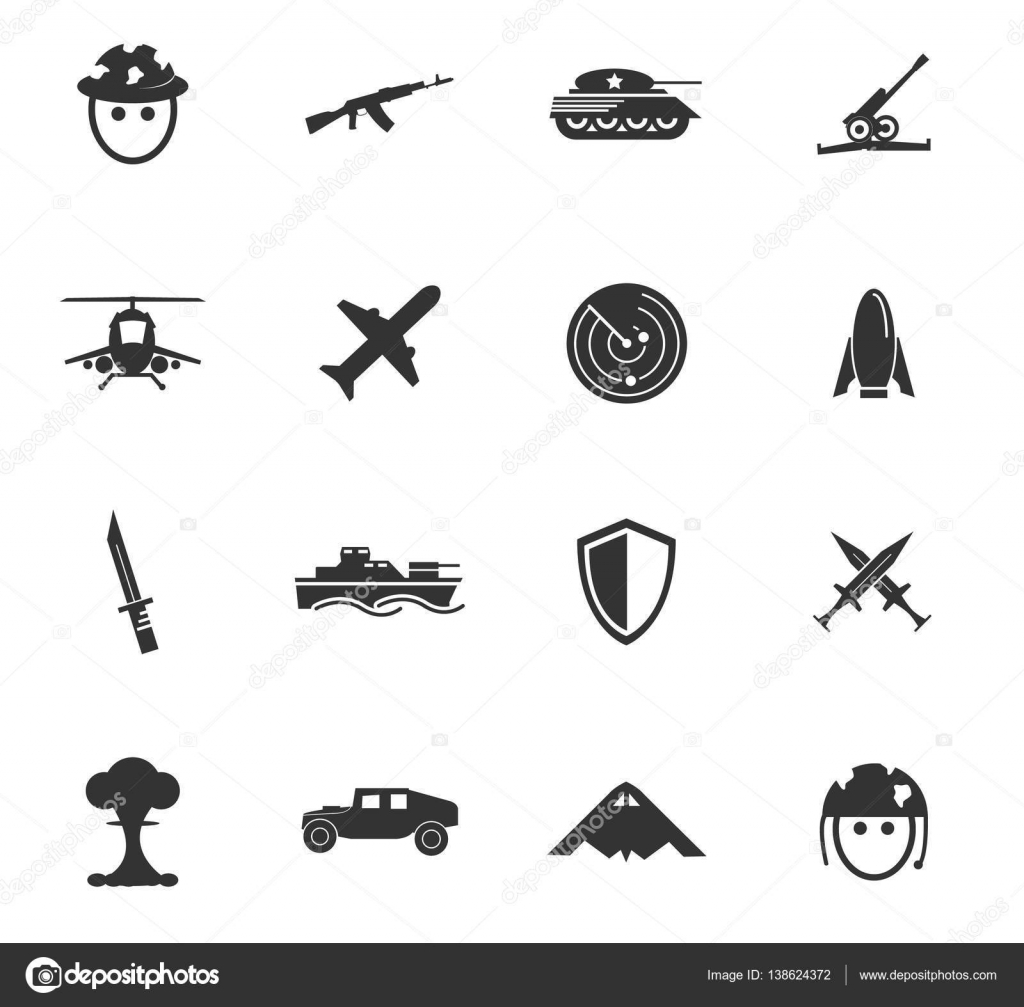 Conjunto de iconos de símbolos de guerra — Vector de stock #138624372 ...
