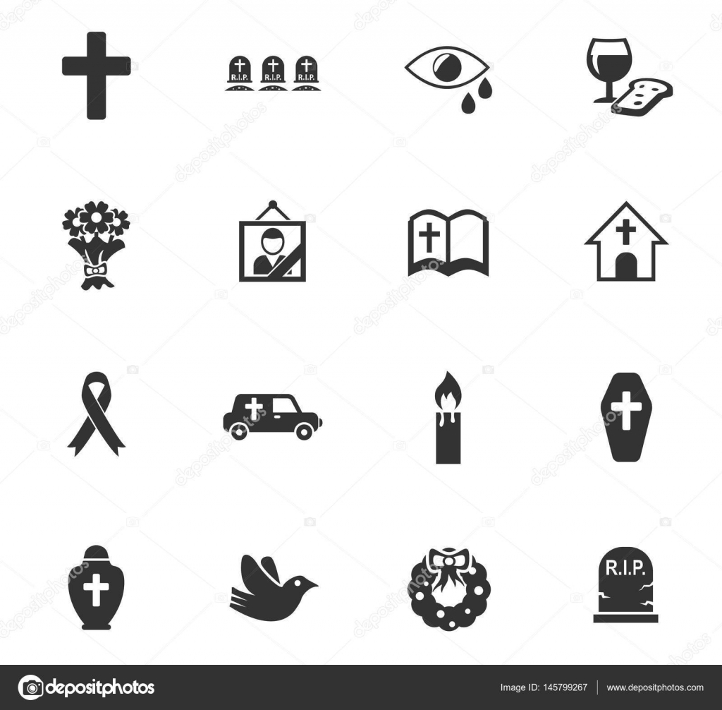 Conjunto de iconos de servicios funerarios vector, gráfico vectorial ...