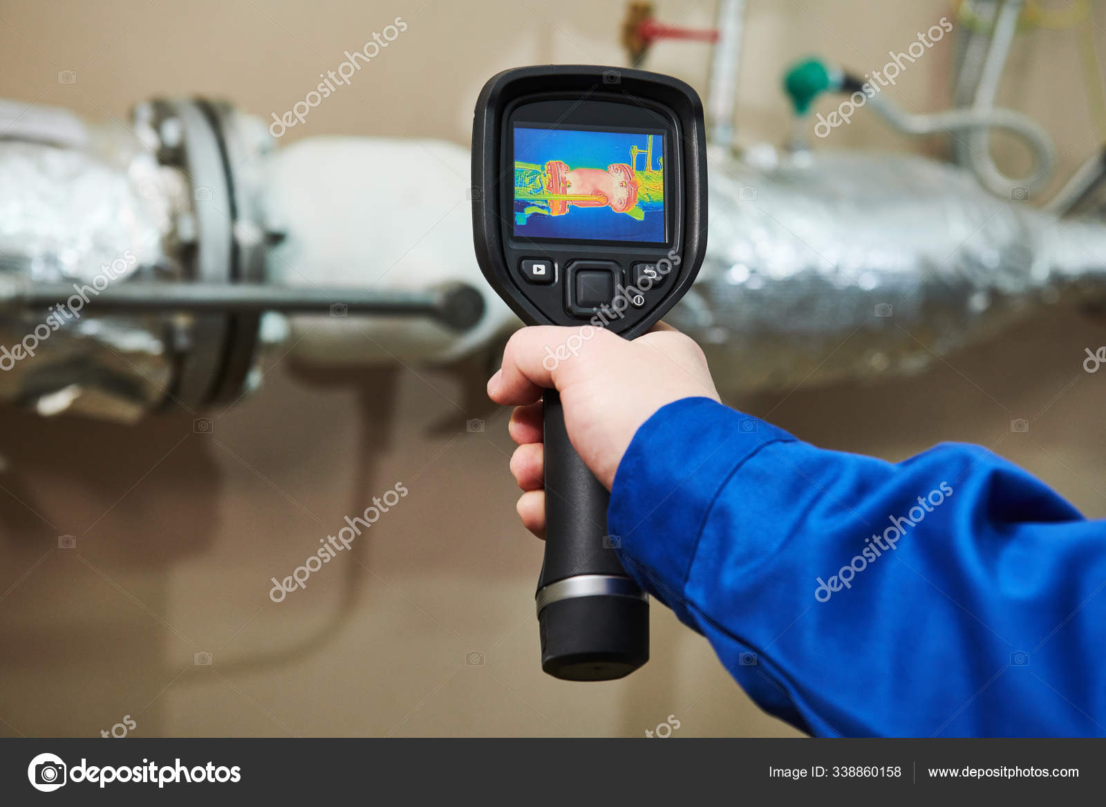 Thermal imaging inspection of heating equipment Stock Photo by ...