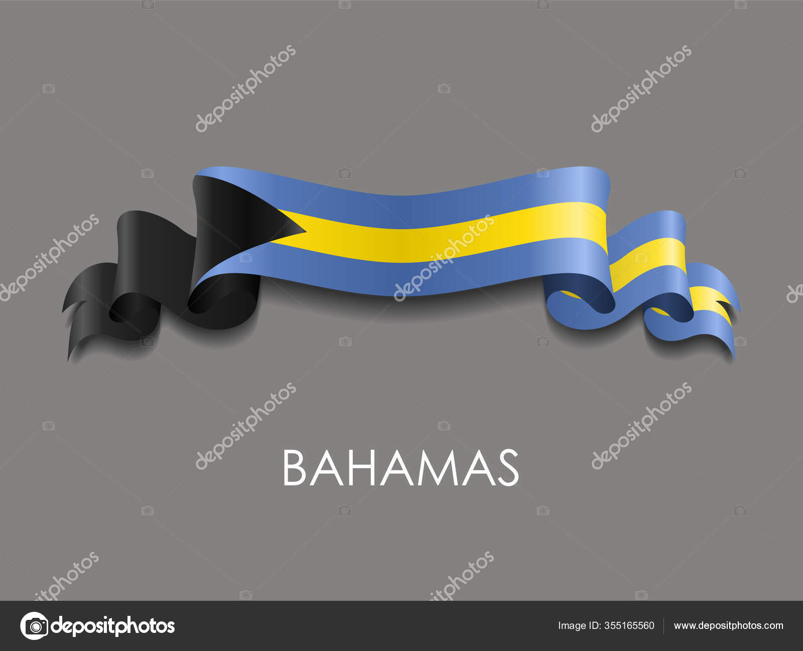 Bahamian flag wavy ribbon background. Vector illustration. Stock Vector ...