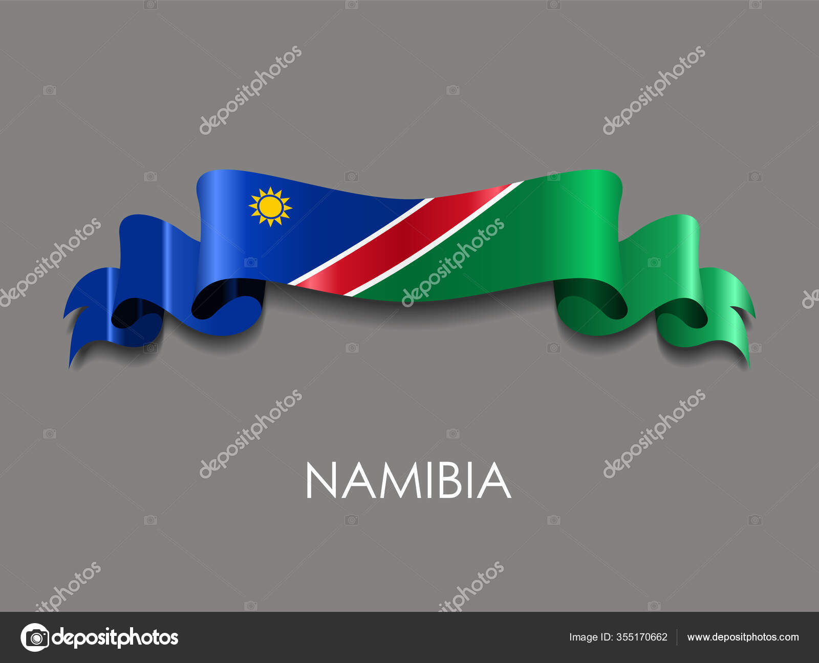 Namibian flag wavy ribbon background. Vector illustration. Stock Vector ...