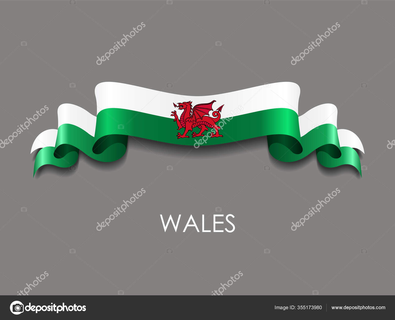 Welsh flag wavy ribbon background. Vector illustration. Stock Vector ...