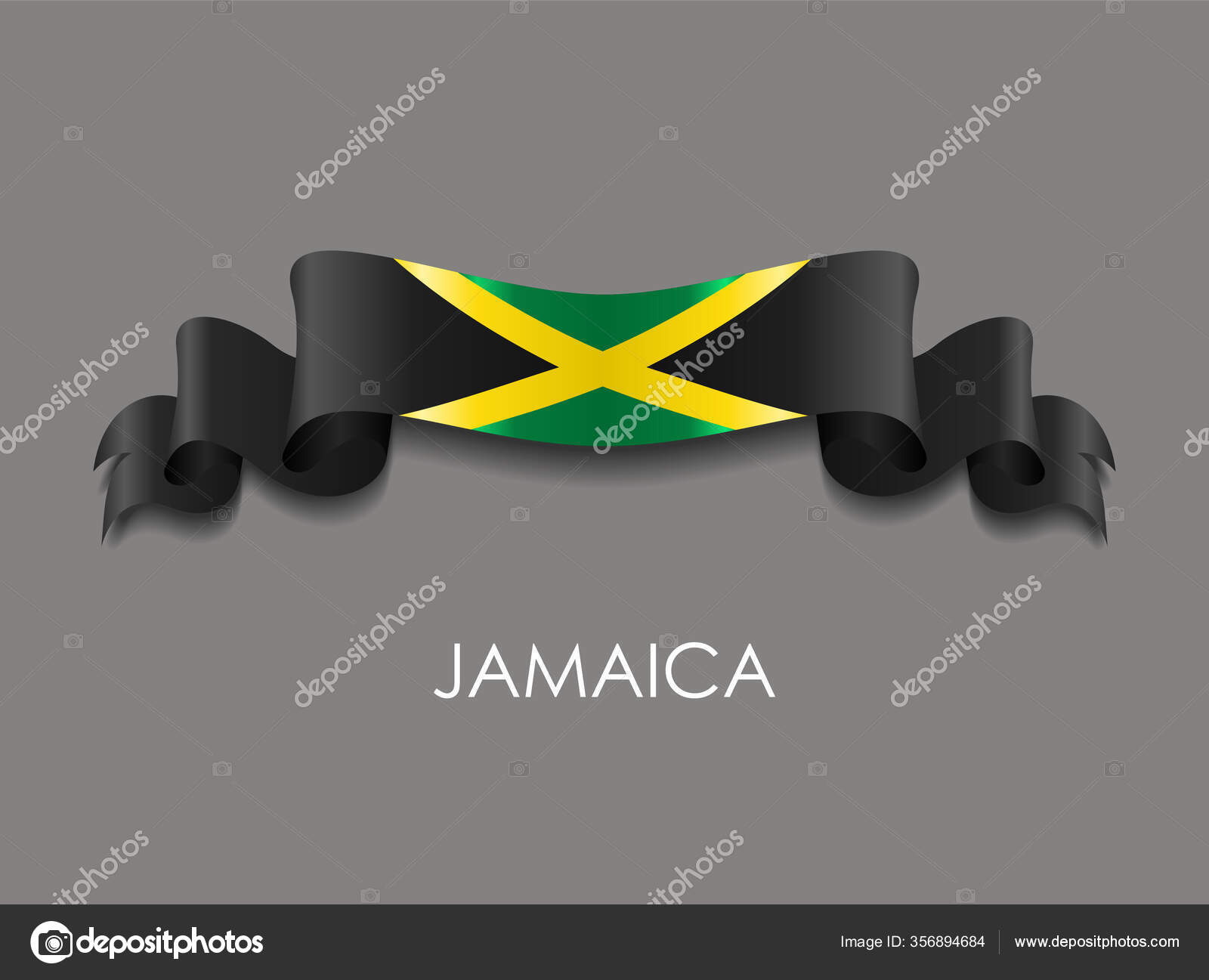 Jamaican flag wavy ribbon background. Vector illustration. Stock Vector ...