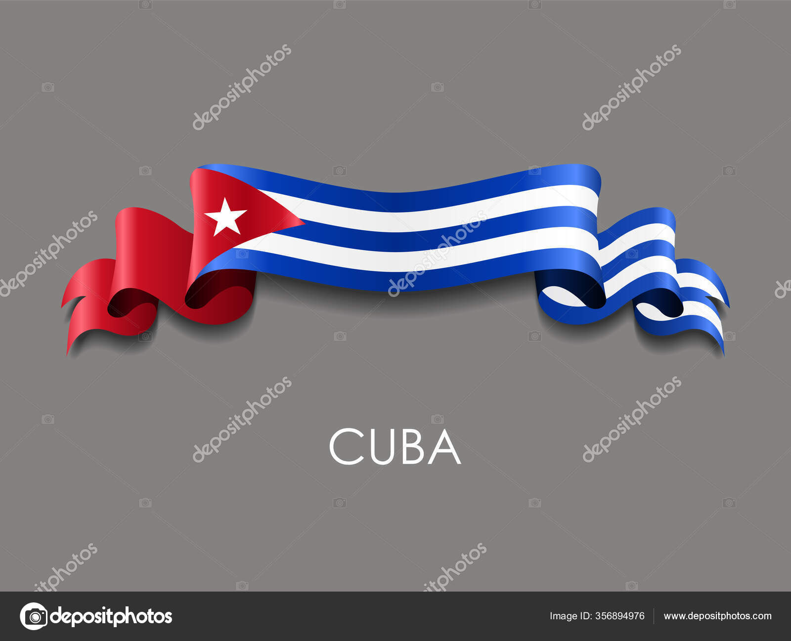 Cuban flag wavy ribbon background. Vector illustration. Stock Vector by ...