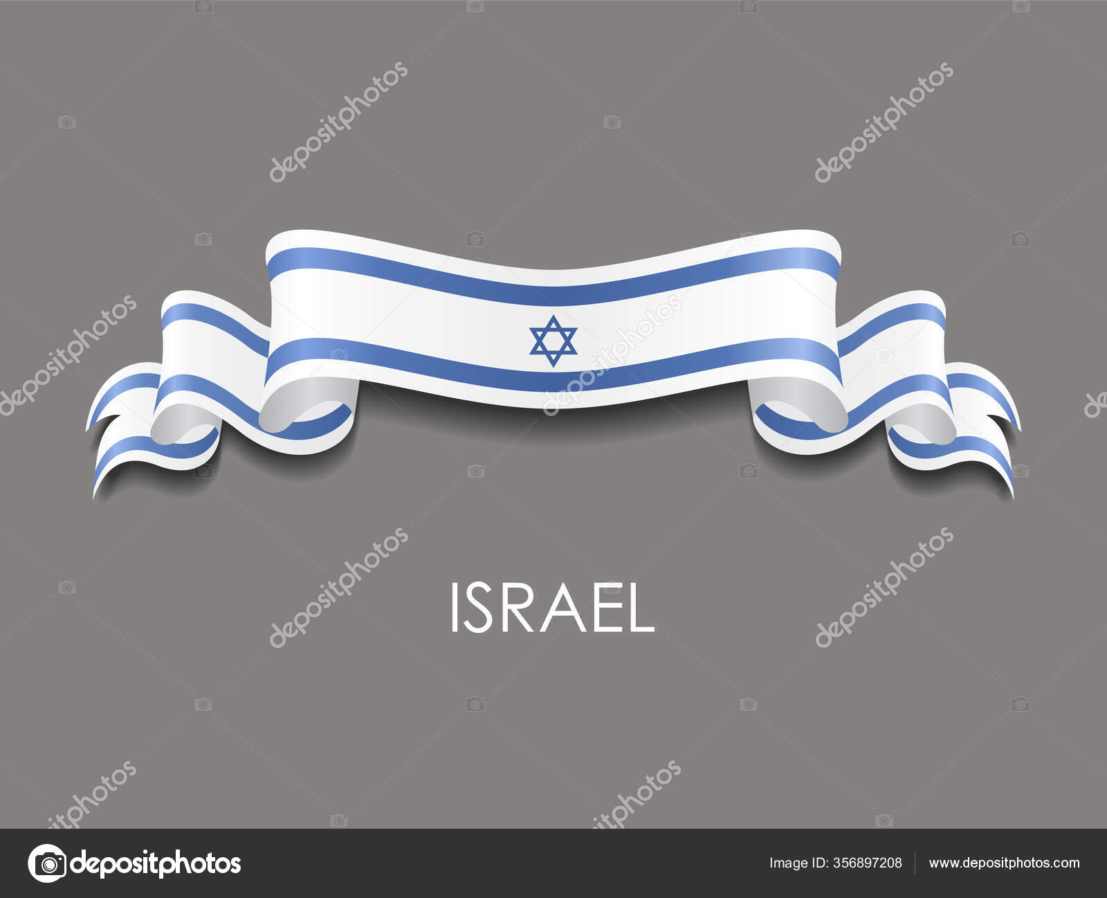 Israeli flag wavy ribbon background. Vector illustration. Stock Vector ...
