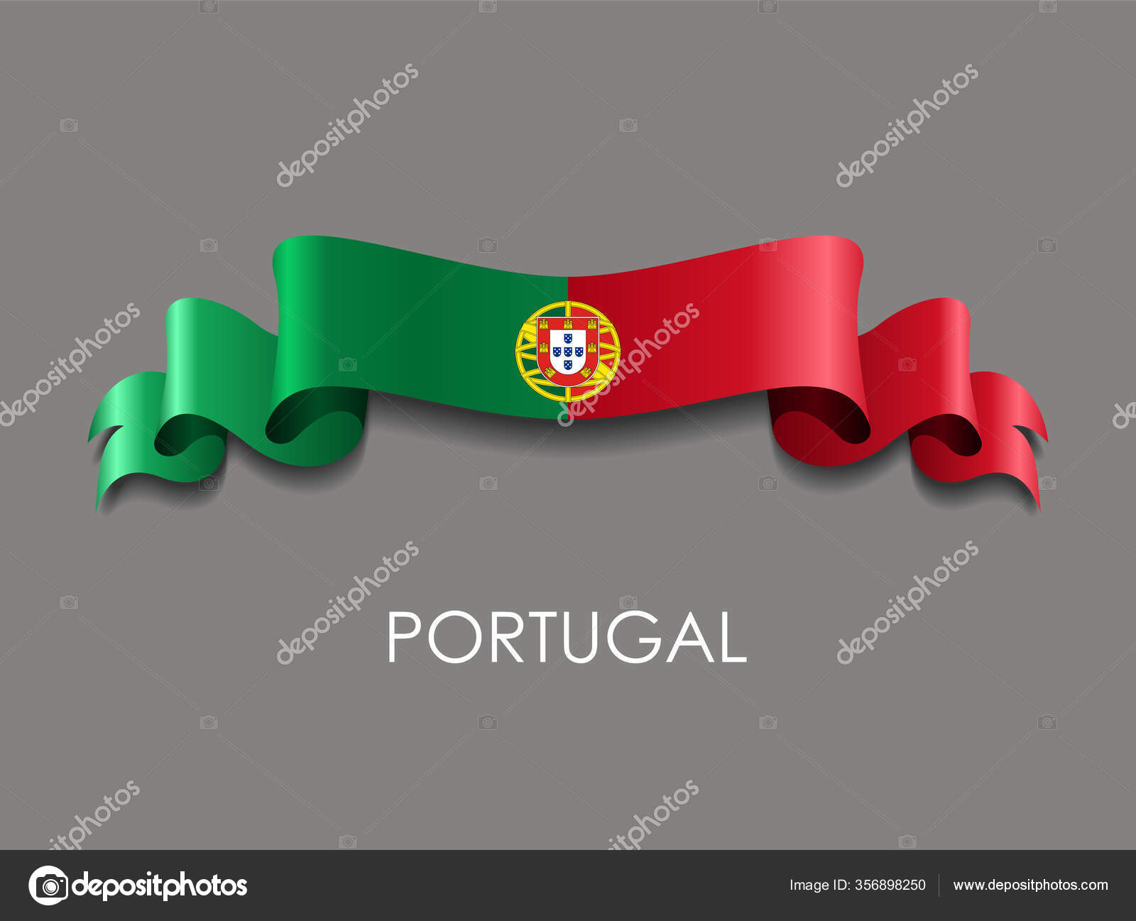 Portuguese flag wavy ribbon background. Vector illustration. Stock ...