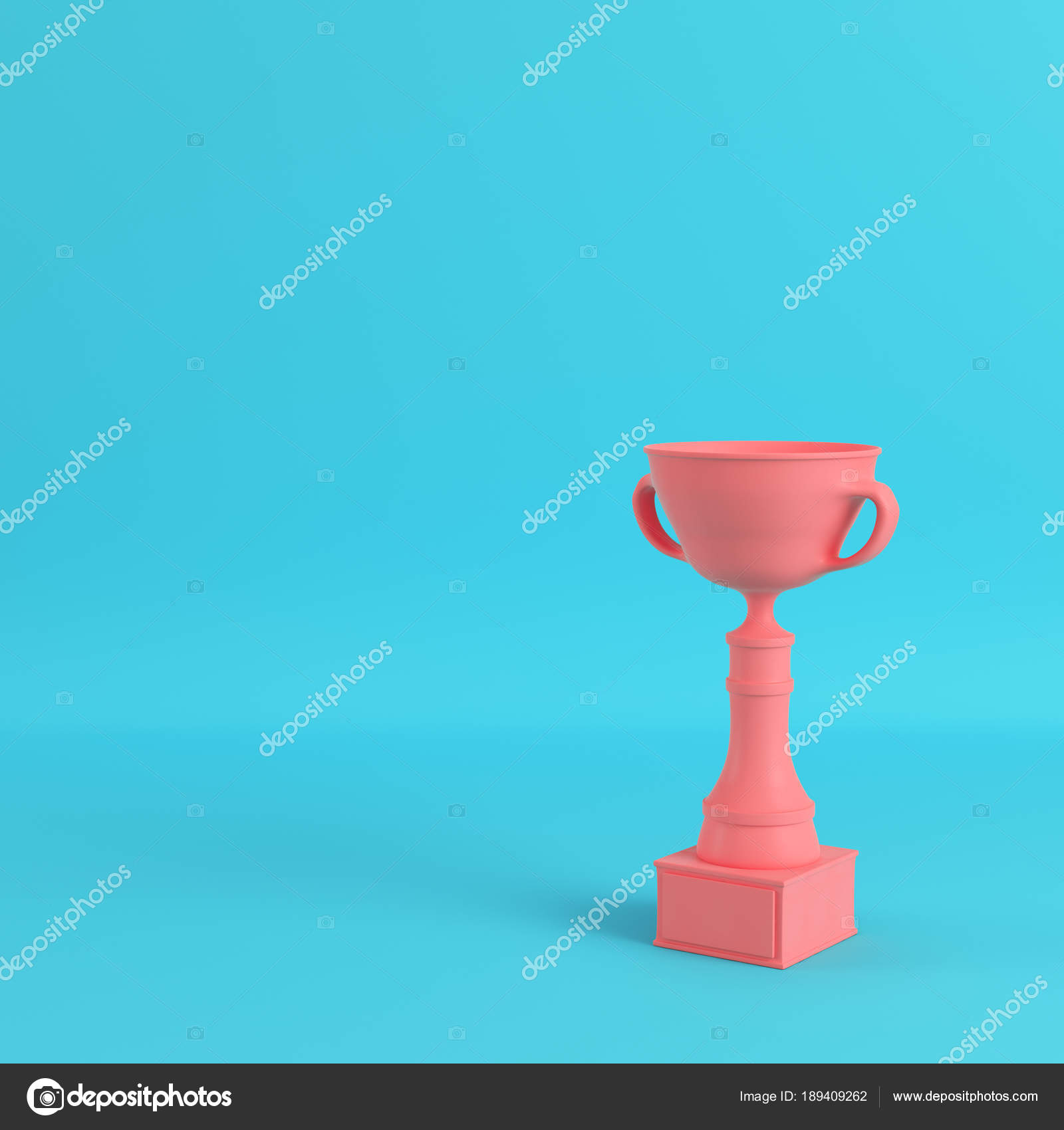 Trophy cup on bright blue background in pastel colors — Stock Photo ...