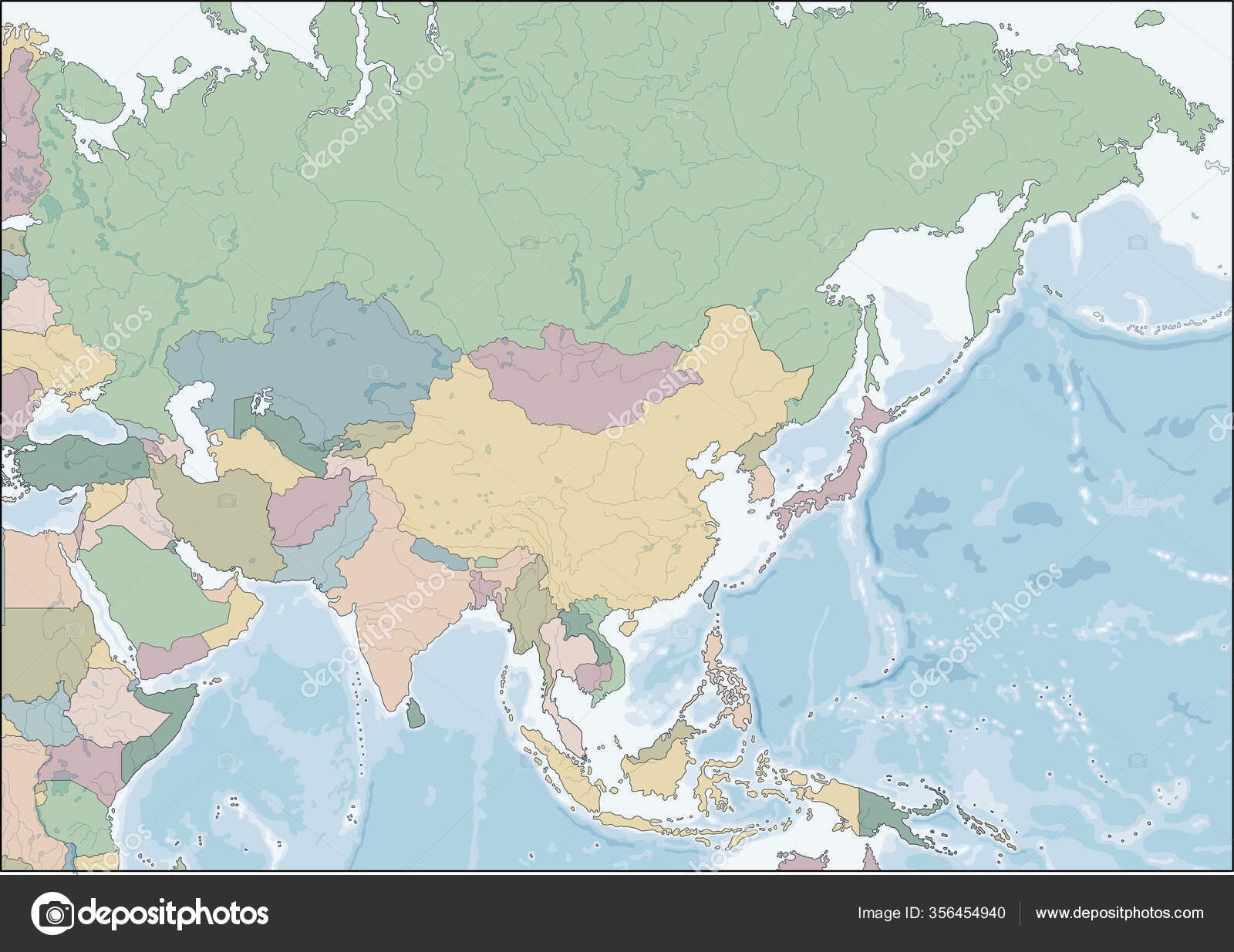 Map of the Asia continent with countries Stock Vector Image by ©Volina ...