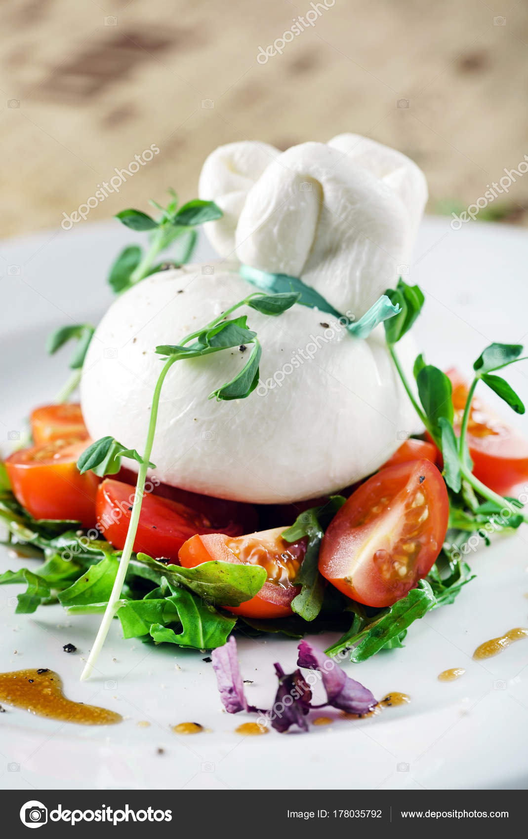 Burrata Fresh Italian Cheese Made Mozzarella Cream Stock Photo by ...
