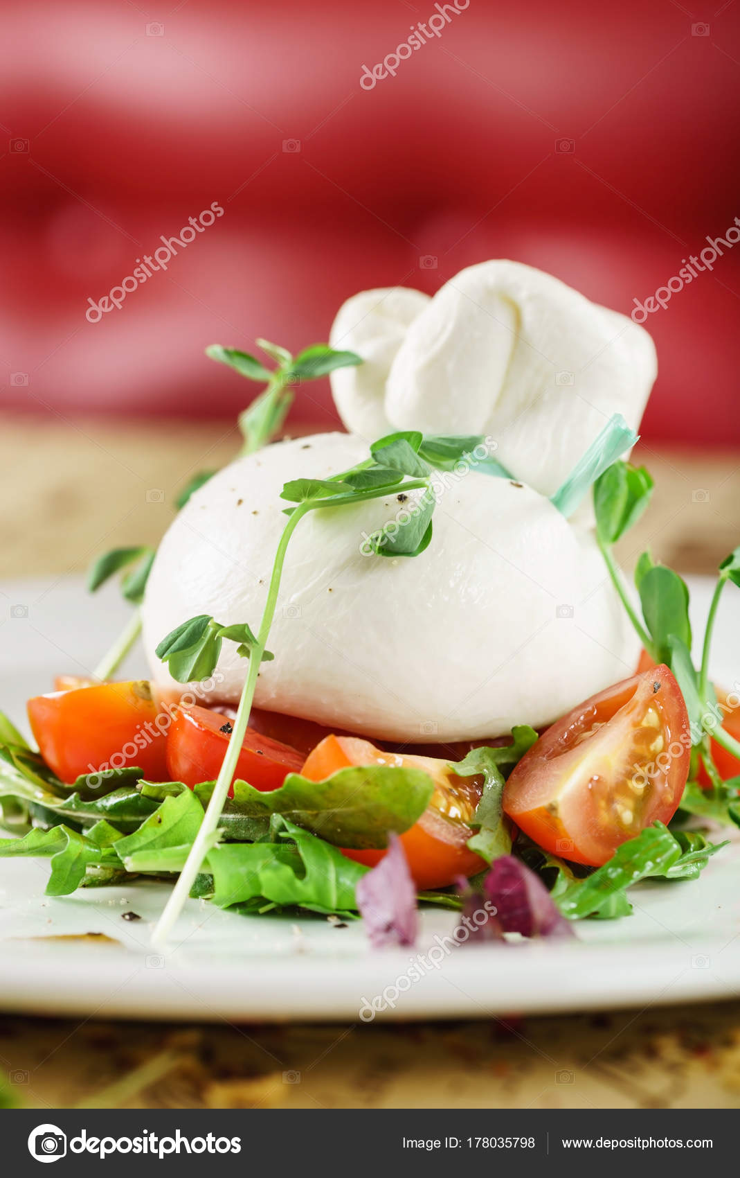 Burrata Fresh Italian Cheese Made Mozzarella Cream Stock Photo by ...