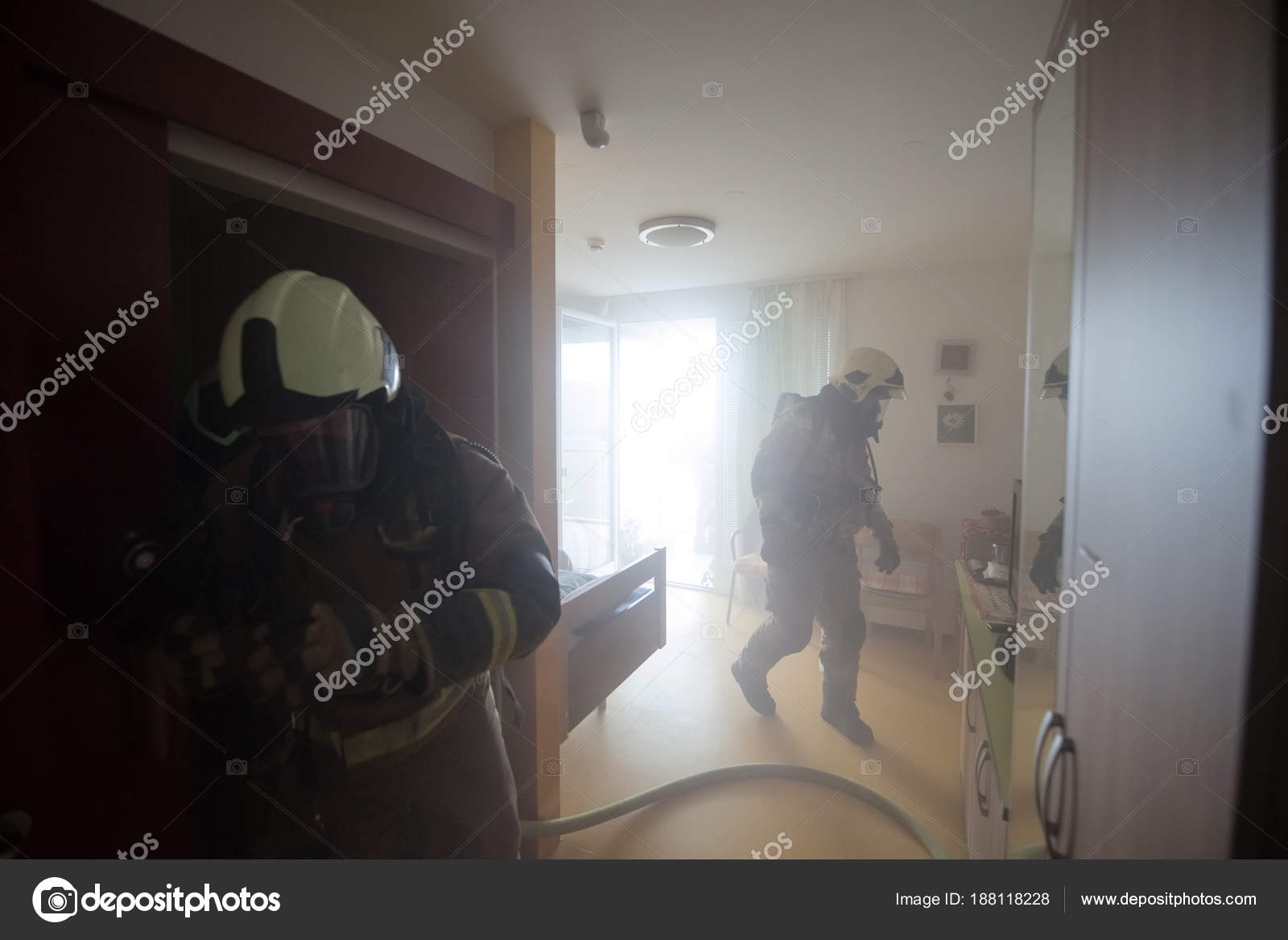 Firefighters Action Fire Department Training — Stock Photo © fotovincek ...