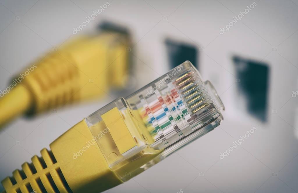 Ethernet cable and network connector — Stock Photo © spaxiax #129633946