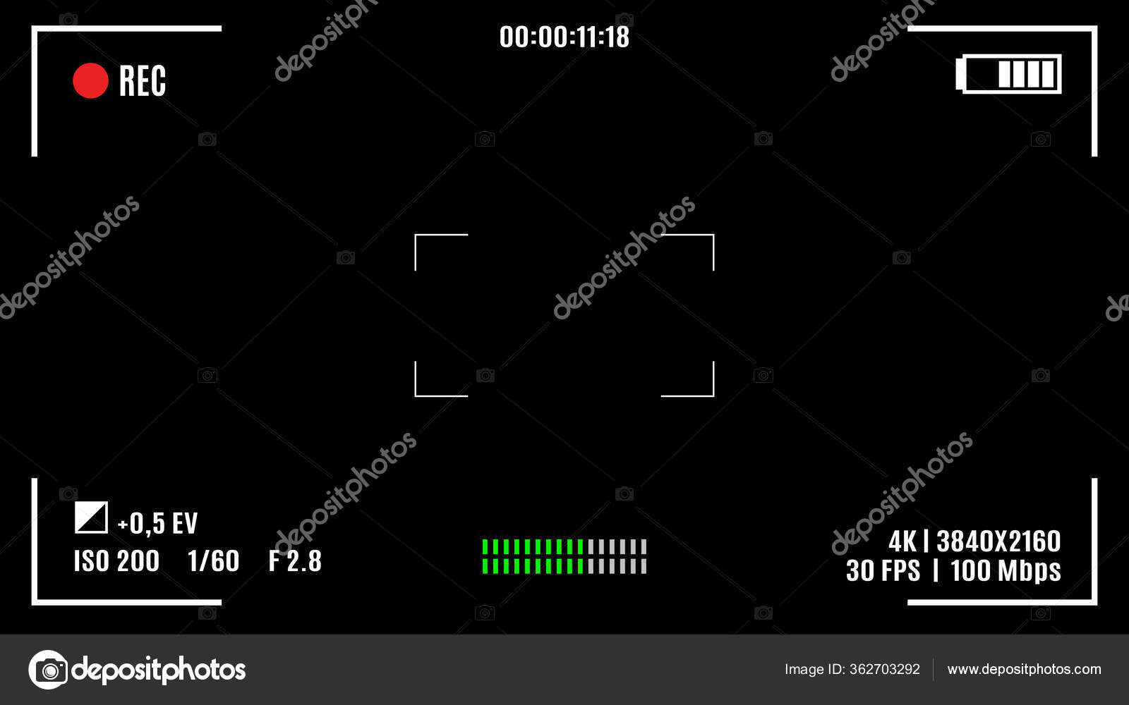 Camera Recording Screen Viewfinder Black Background — Stock Photo ...