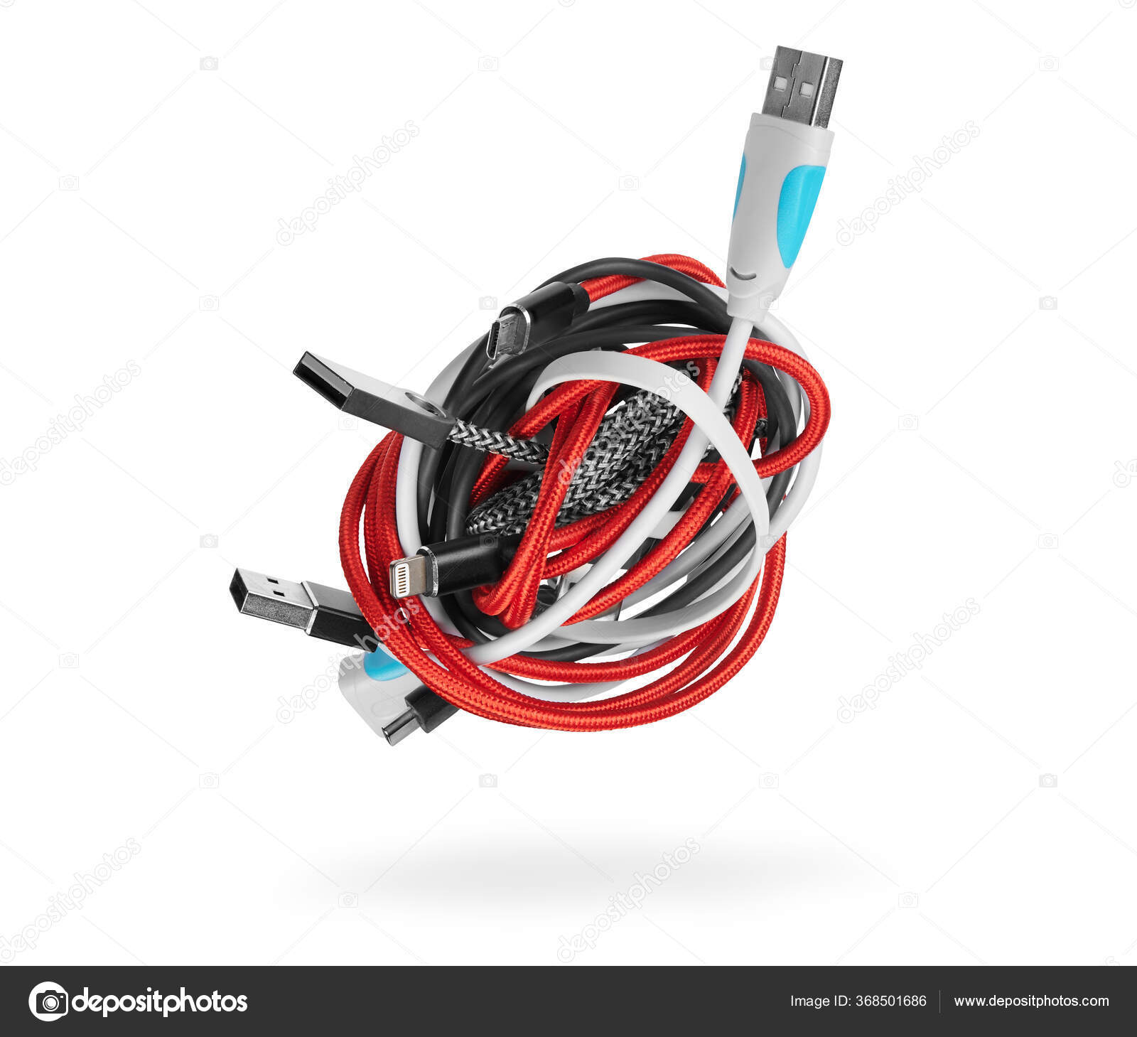 Tangled Roll Computer Wires Isolated White Background Clipping Path ...
