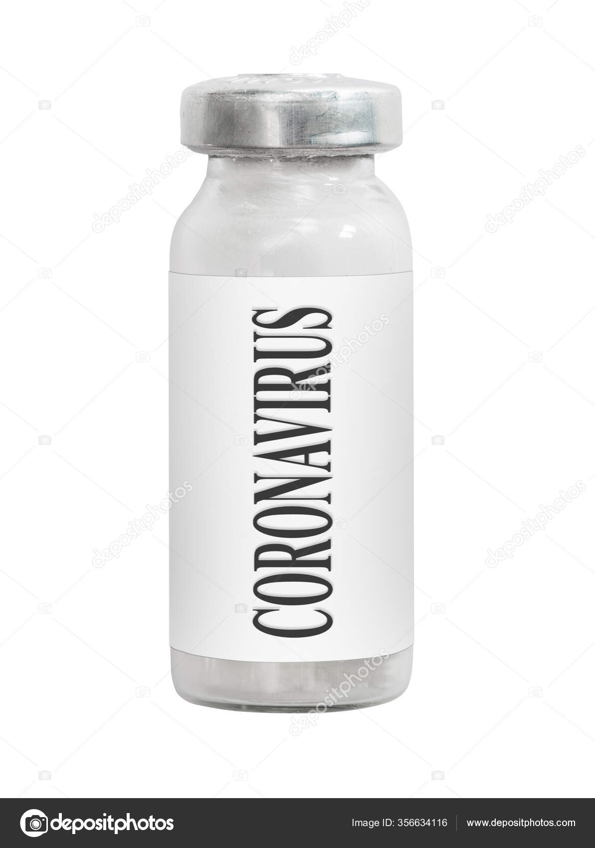 Glass Vial Injection Medication Labeled Coronavirus Isolated White ...
